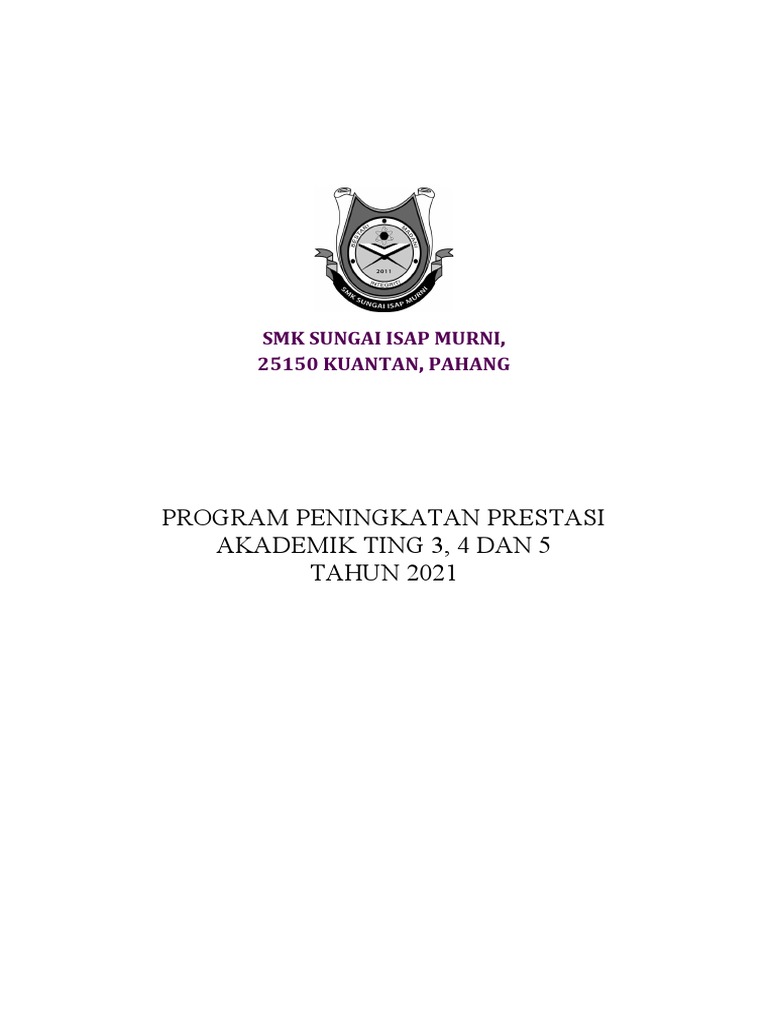 Kertas Kerja Program Kecemerlangan Semurni 2021 | PDF