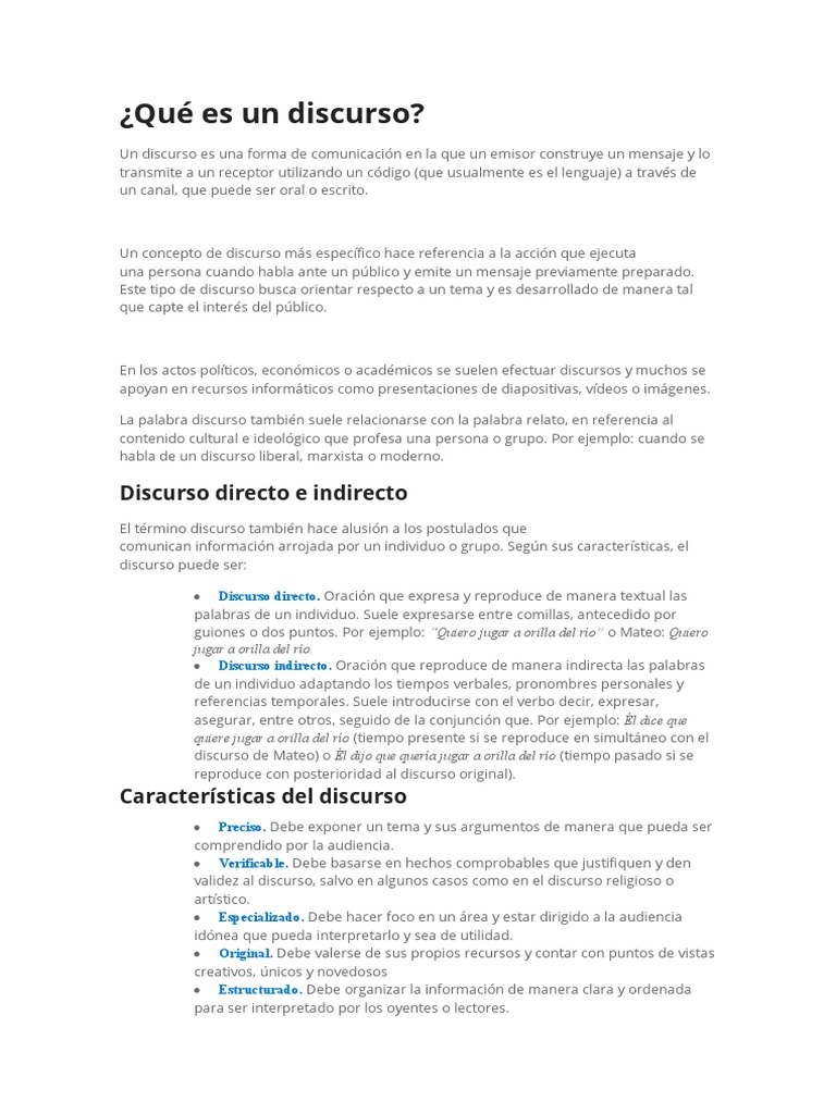 Qué Es Un Discurso | PDF | Hablar en público | Comunicación