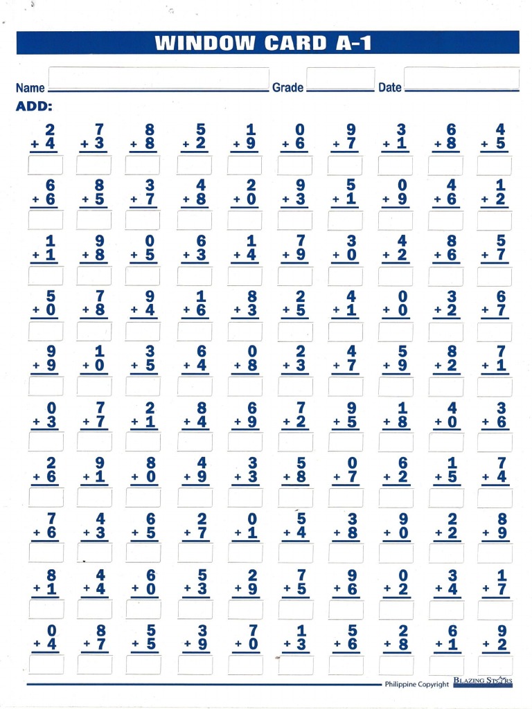 Math Window Cards 1 3 | PDF