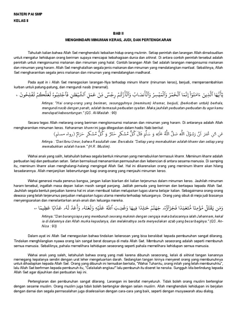 Ringkasan Materi Pai SMP Kelas 8 Bab II | PDF