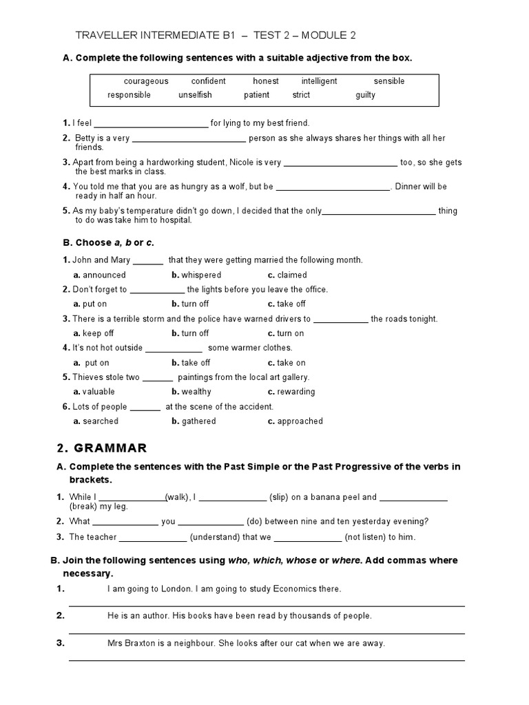 New Destinations Intermediate B1 British Test 2 | PDF | Language ...