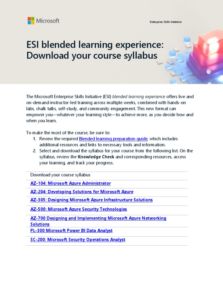 ESI Blended Learning Experience - Download Your Course Syllabus | PDF