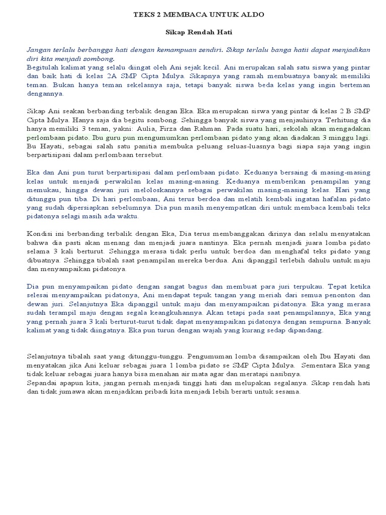 Teks 2 Belajar Membaca | PDF