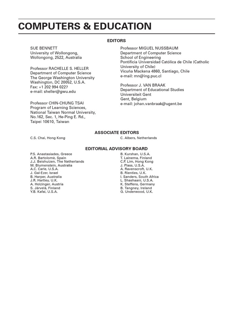 Editorial Board 2020 Computers Education | PDF | Social Science