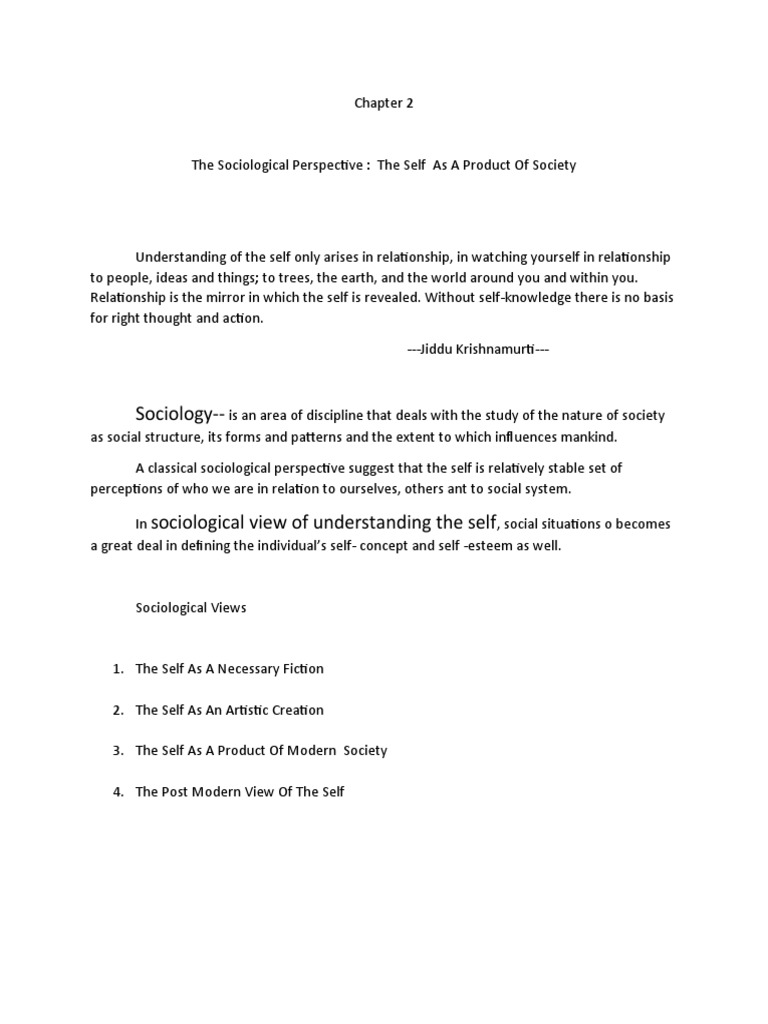 Chapter 2 Sociological | PDF | Self | Sociology Chapter 2 Sociological | PDF | Self | Sociology