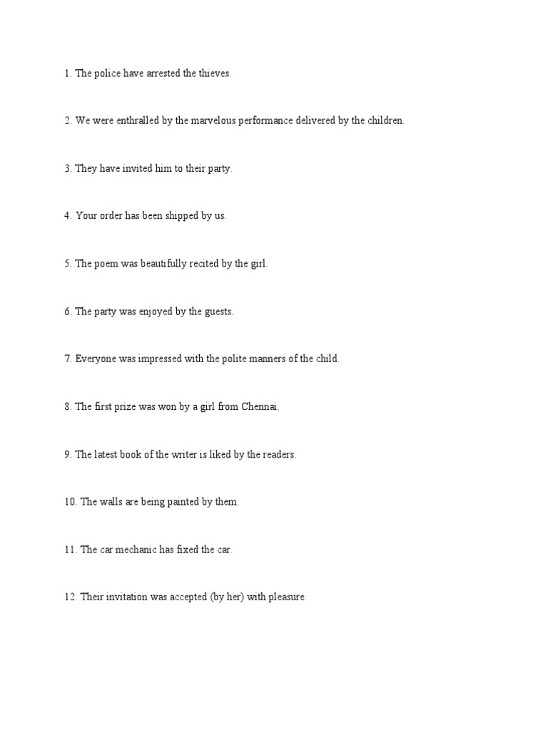 Passive and Active Voice Worksheet Answer Key | PDF