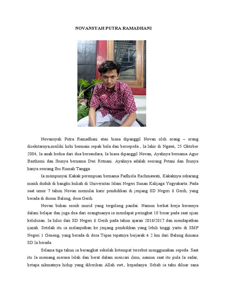 Biografi Novansyah Putra Ramadhani | PDF