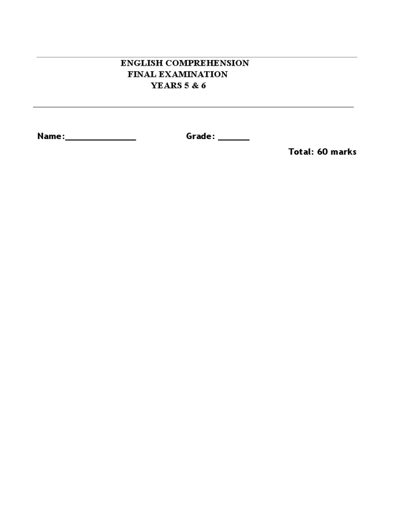 English Comprehension Year 4, 5 & 6 | PDF | Nebuchadnezzar Ii | Gardens