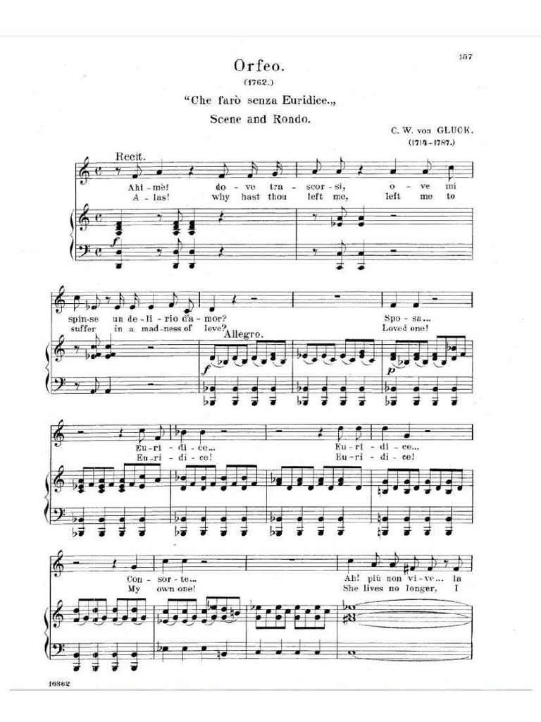 Christoph Willibald Gluck - Aria Orfeusza Z Aktu III Opery 'Orfeusz I ...