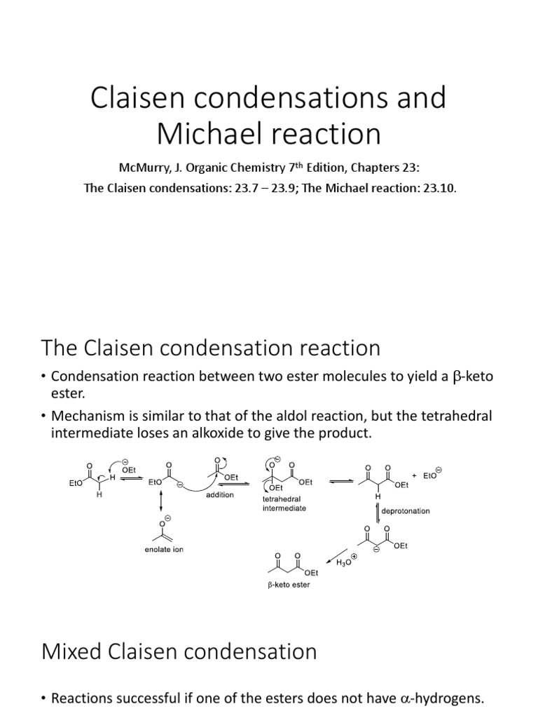 Claisen and Michael Reactions Overview | PDF | Technology & Engineering