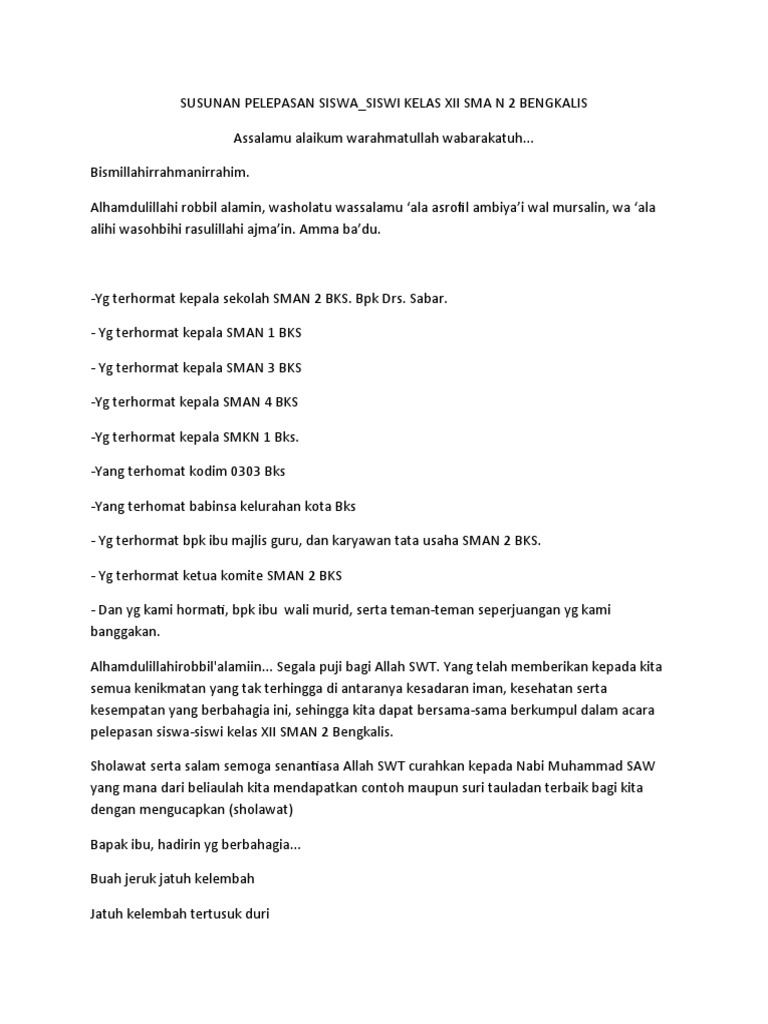Susunan Pelepasan Siswa | PDF