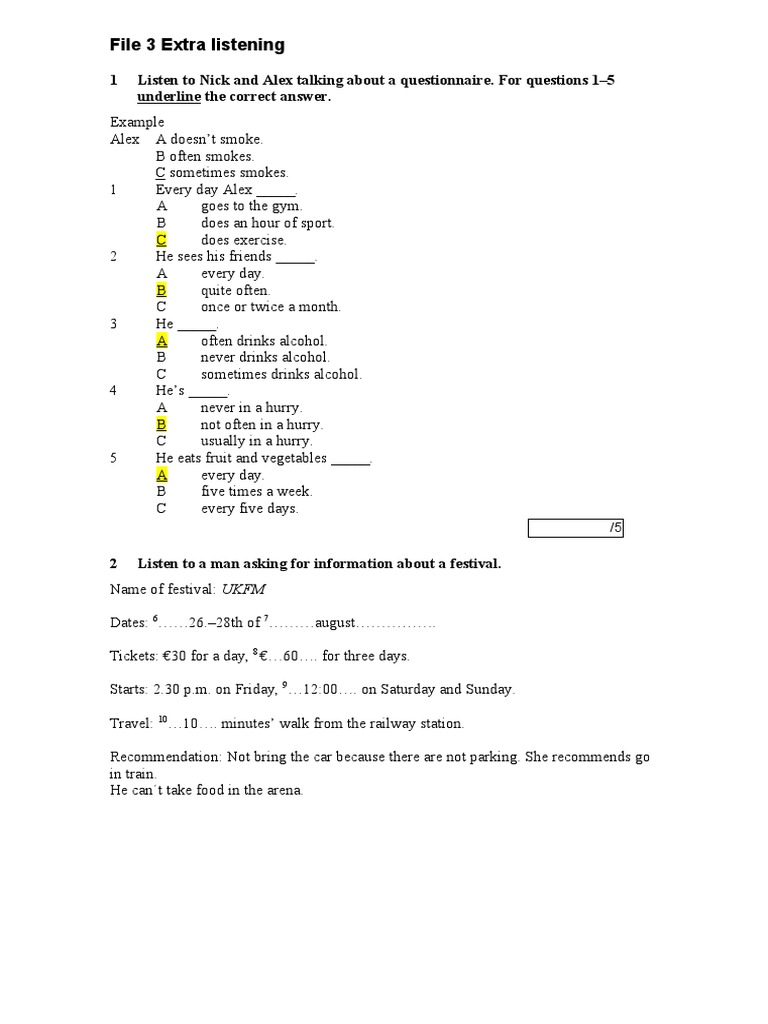 Extra Listening 3 + 5 | PDF