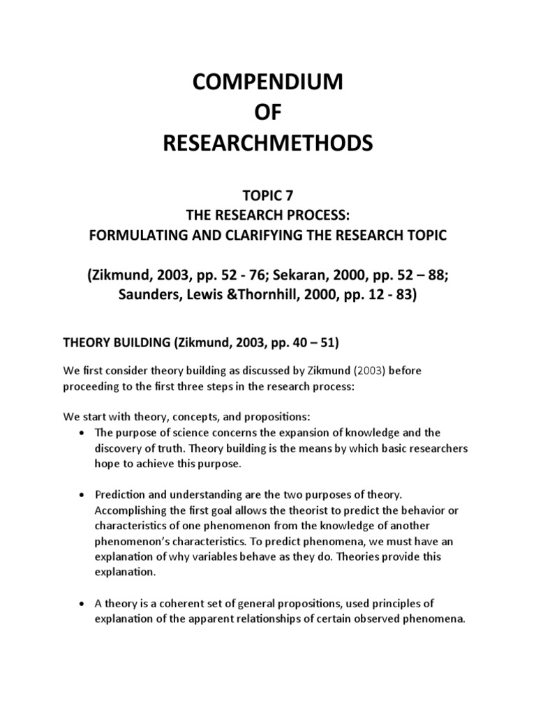 Compendium OF Researchmethods | PDF | Hypothesis | Theory