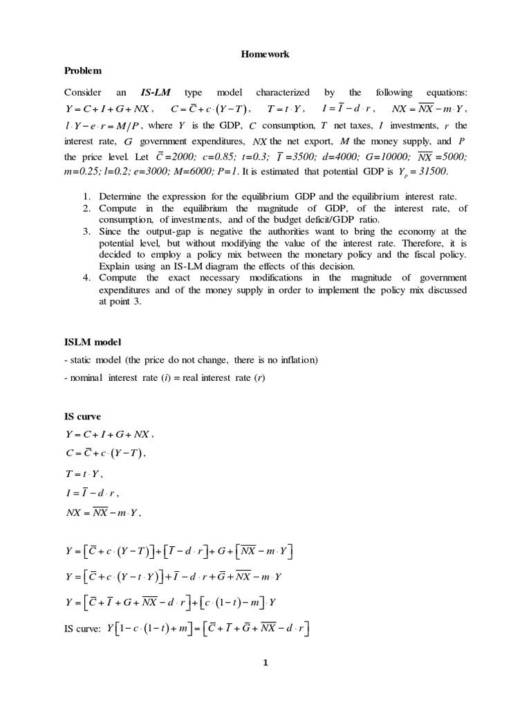 MAF - Homework - ISLM Model | PDF