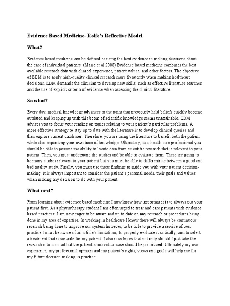 Evidence Based Medicine-Rolfe's Reflective Model What? | PDF | Evidence ...