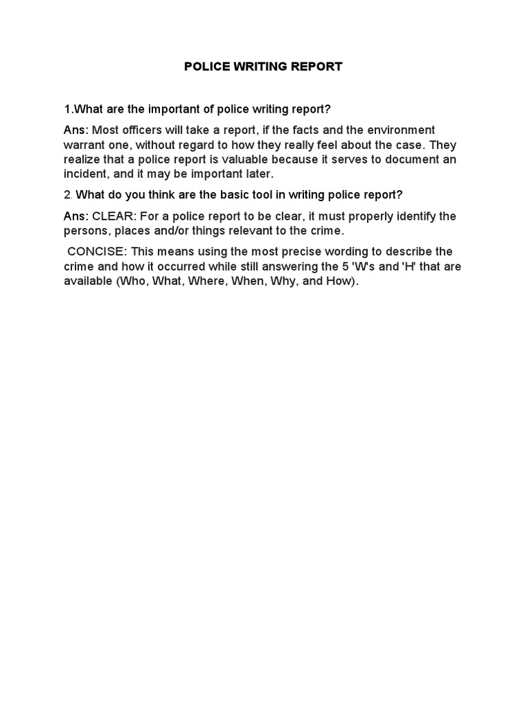 Police Writing Report | PDF