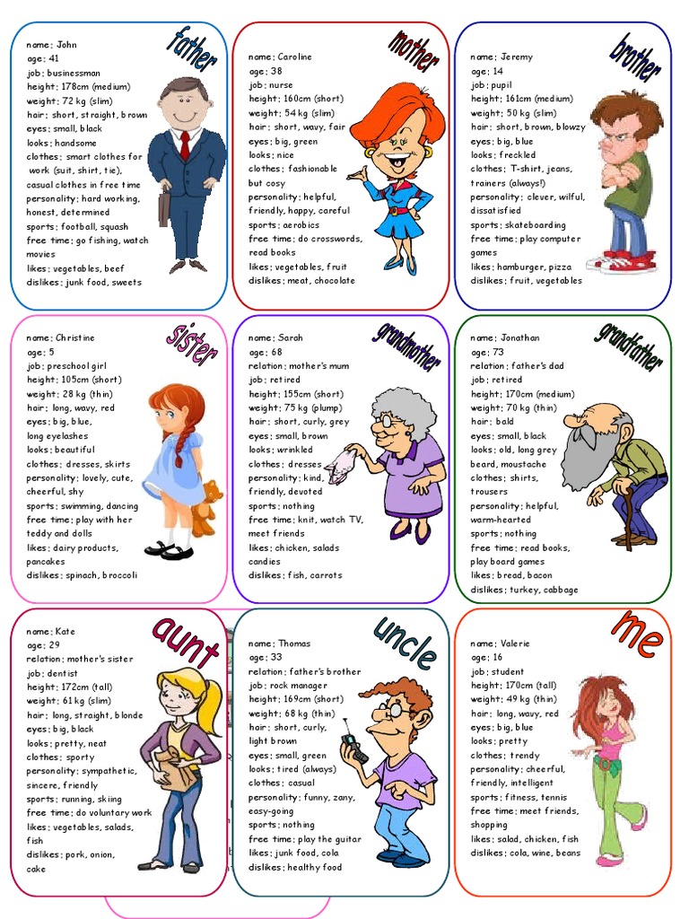 My Family Speaking Cards Conversation Topics Dialogs Fun Activities ...