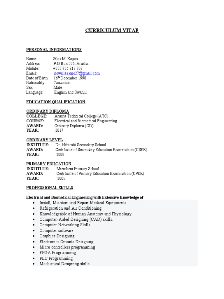 CV Oct 2018 | PDF | Biomedical Engineering | Engineering