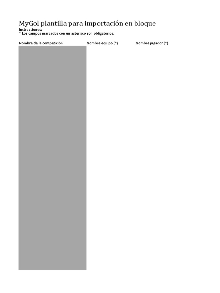 Mygol Excel Import Template 2022 | PDF Mygol Excel Import Template 2022 | PDF