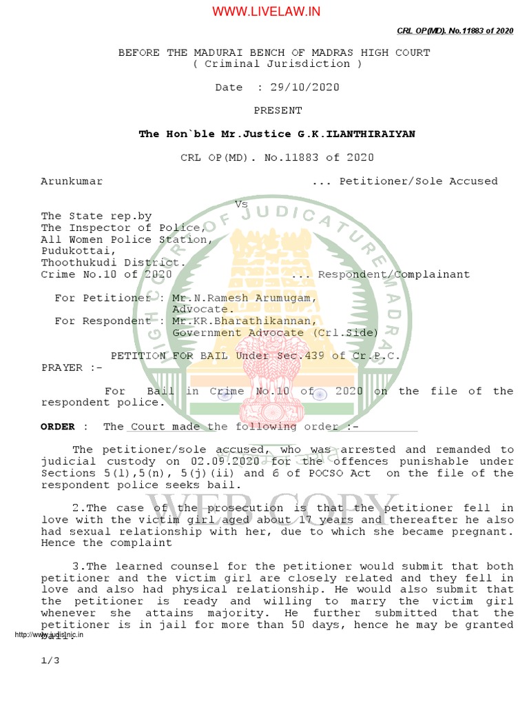 Arum Kumar V State | PDF | Bail | Crime & Violence