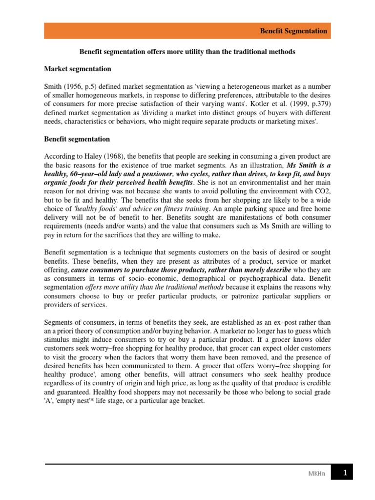 Benefit Segmentation - MKHN | PDF | Market Segmentation | Brand