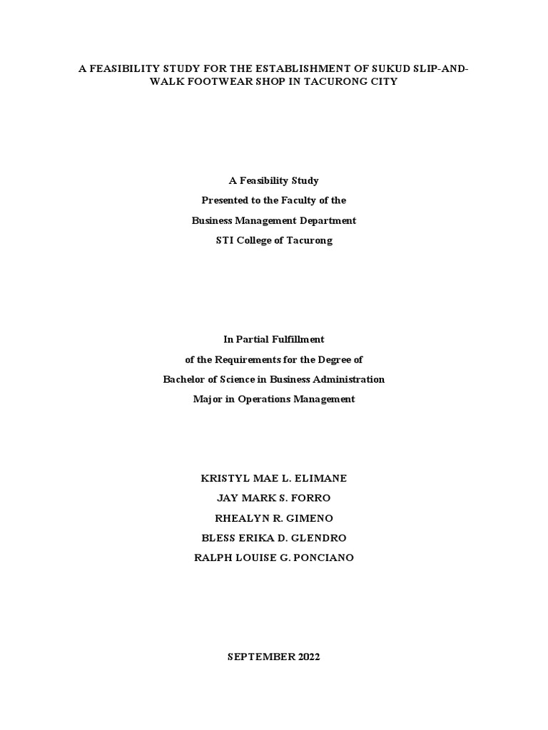 Feasibility Study for Sukud Footwear Shop | PDF | Shoe | Marketing