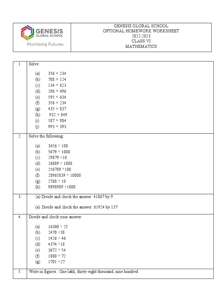 Optional Homework Sheet | PDF