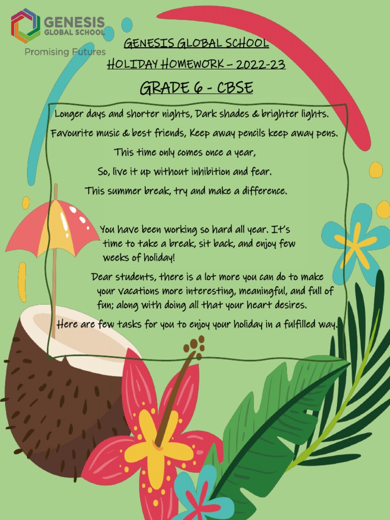 Grade 6 Holiday Homework-1 | PDF | Biodiversity | Natural Environment