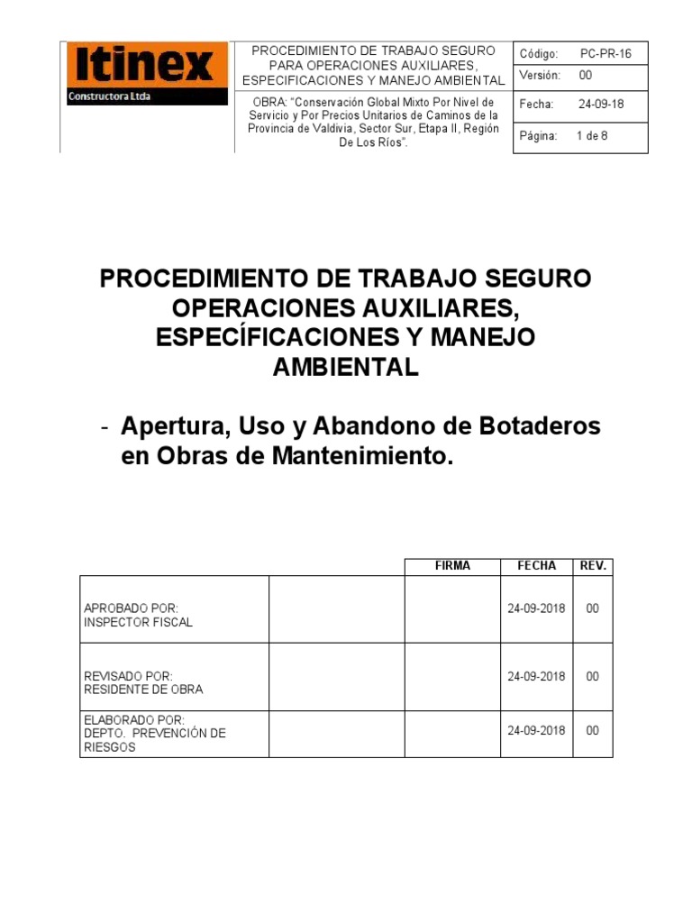 Procedimiento Seguro para Botaderos | PDF | Negocios | Informática