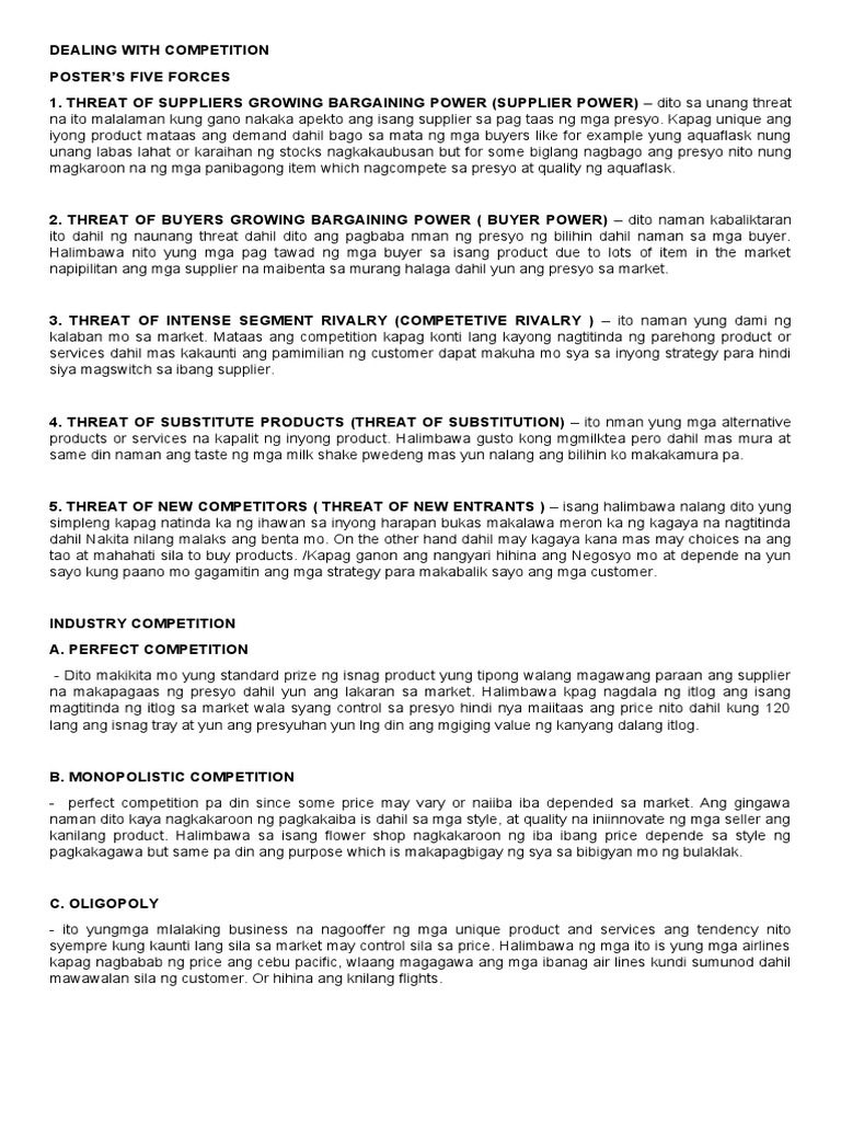 Dealing With Competition | PDF