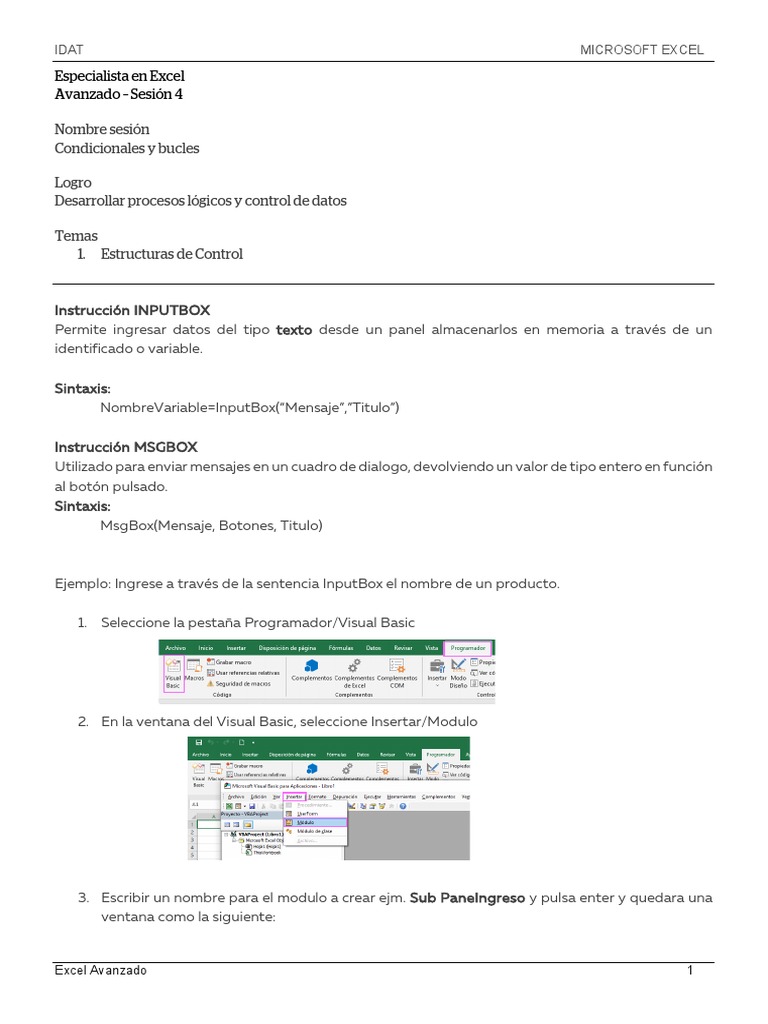 Guia Excel Avanzado - Sesion 04 | PDF | Microsoft Excel | Básico