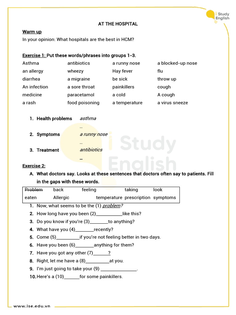 LESSON 21 - at The Hospital | PDF | Allergy | Headache