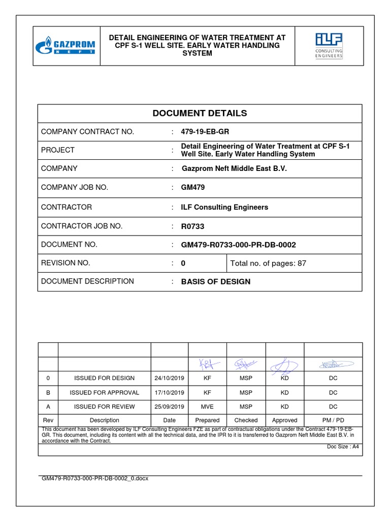 GM479-R0733-000-PR-DB-0002 - 0-Basis of Design | PDF | Water | Barrel ...