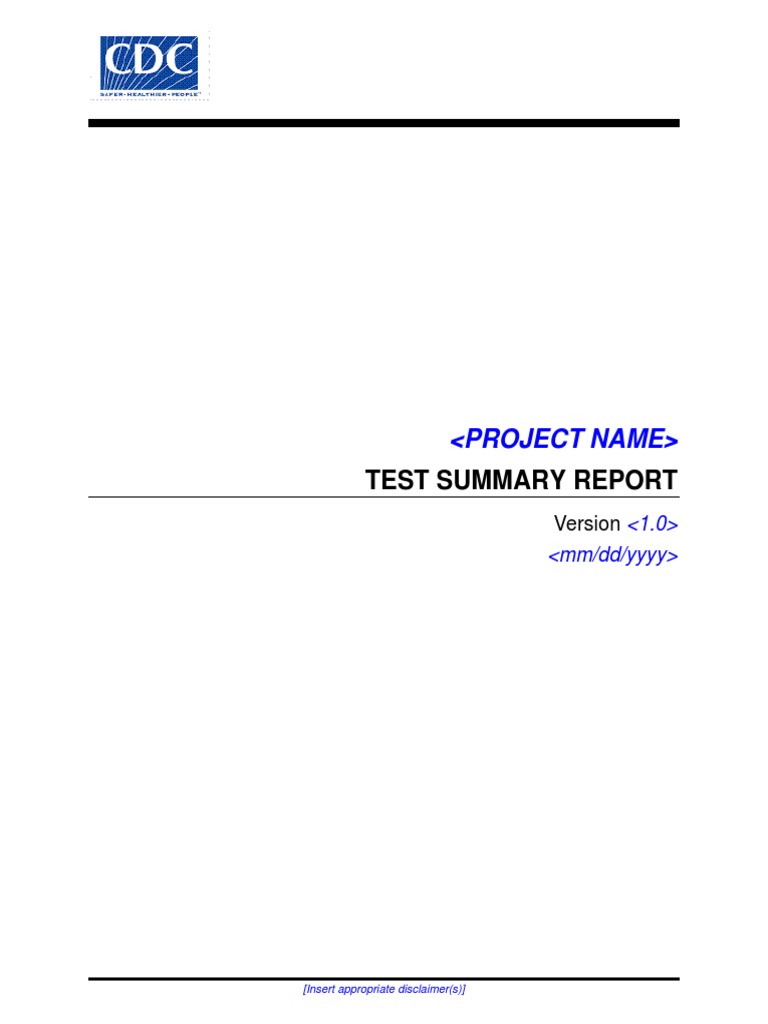 Test Summary Report Template | PDF | Bracket | Software Engineering