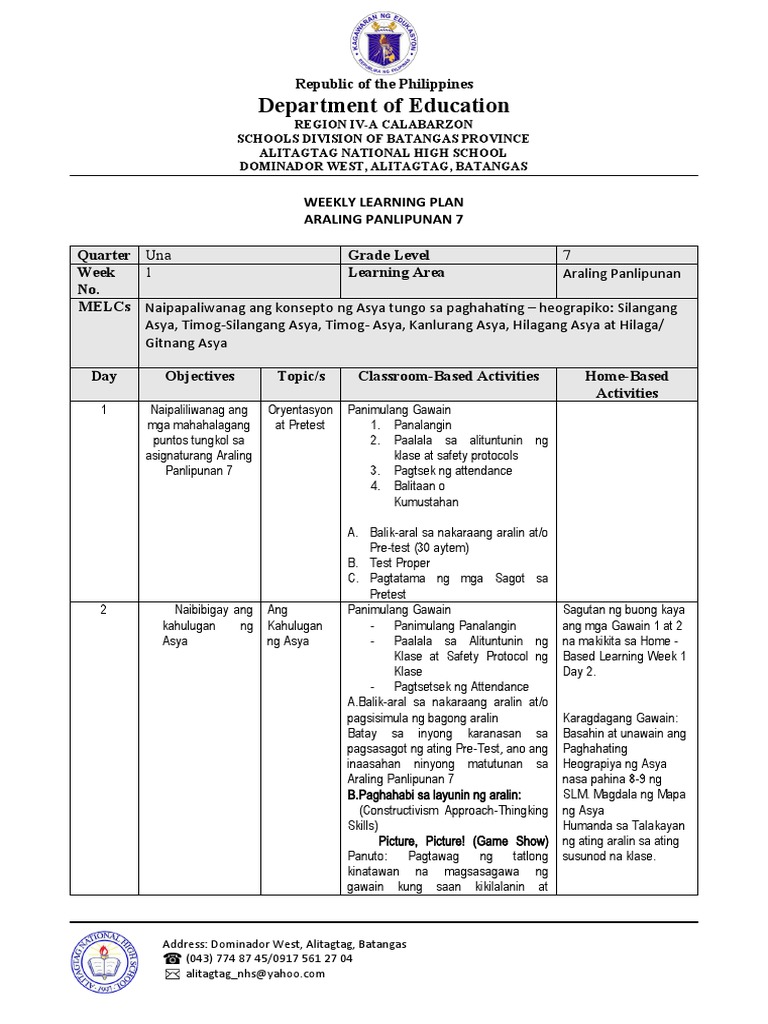AP 7 WLP w1 q1 Final | PDF