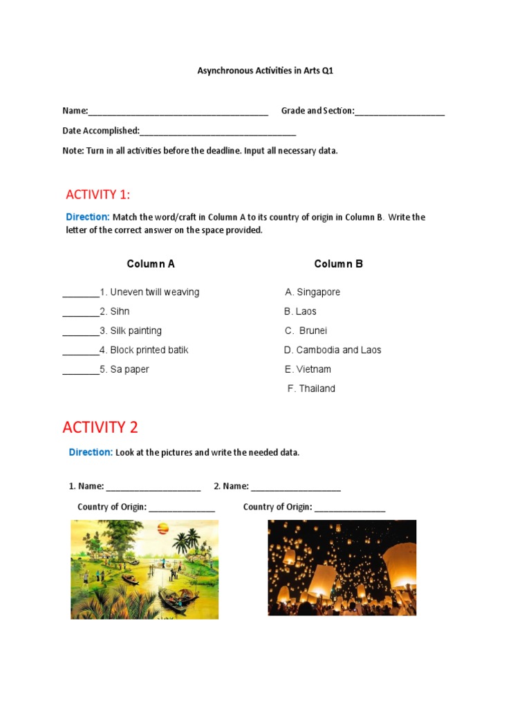 Asynchronous Activities in ARTS - Q1 | PDF | Knife