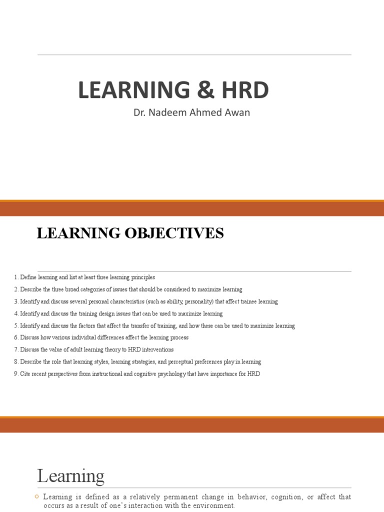 HRD & Learning Chapter 2 | PDF | Learning | Learning Styles
