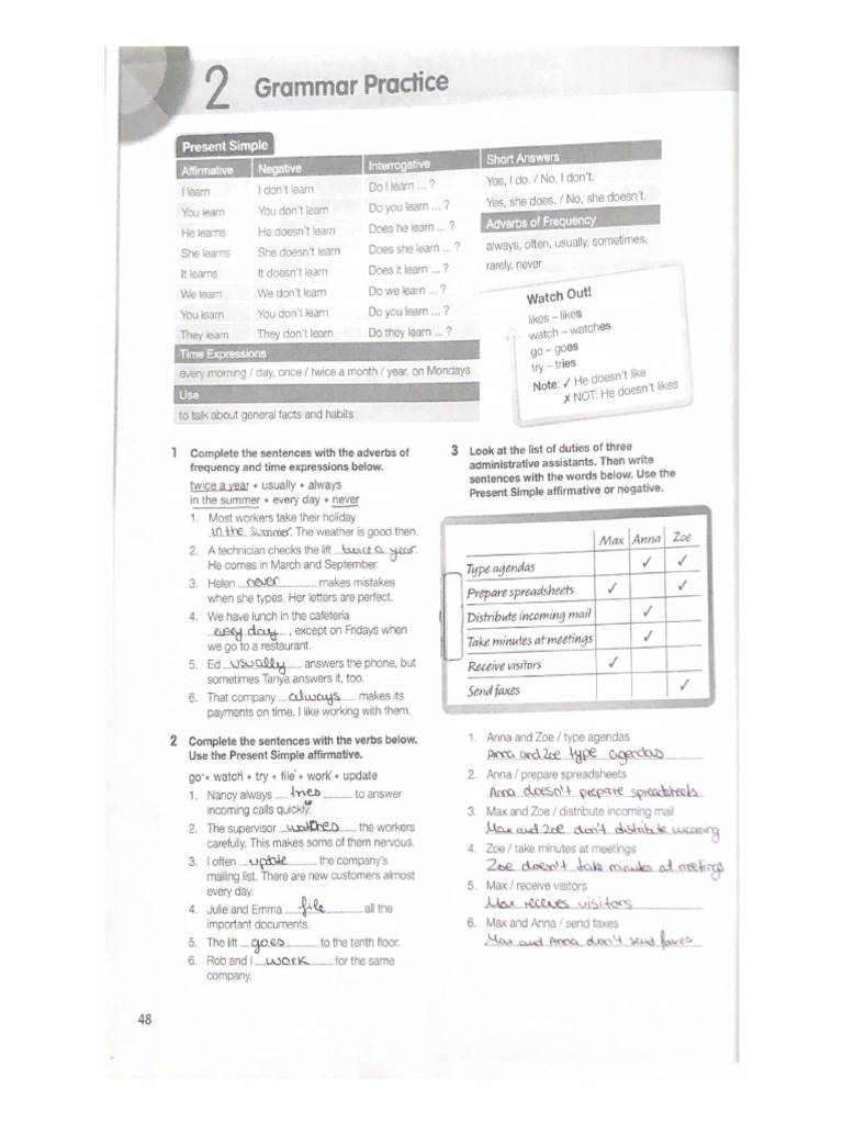 Grammar Practice Unit 2 | PDF