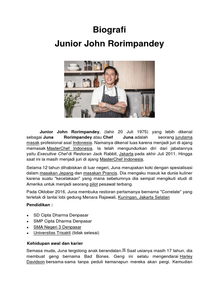 Biografi Chef Juna | PDF