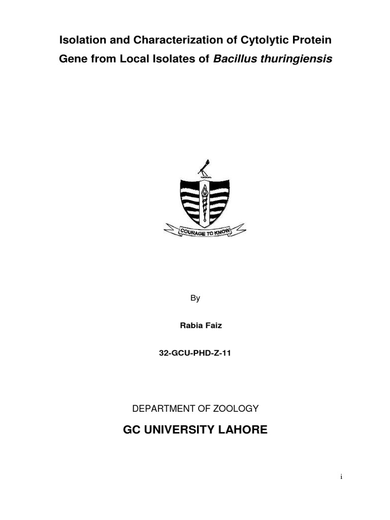 Rabia Faiz - Zoology - 2018 - GCU Lahore - PRR | PDF | Insecticide | Gel Electrophoresis