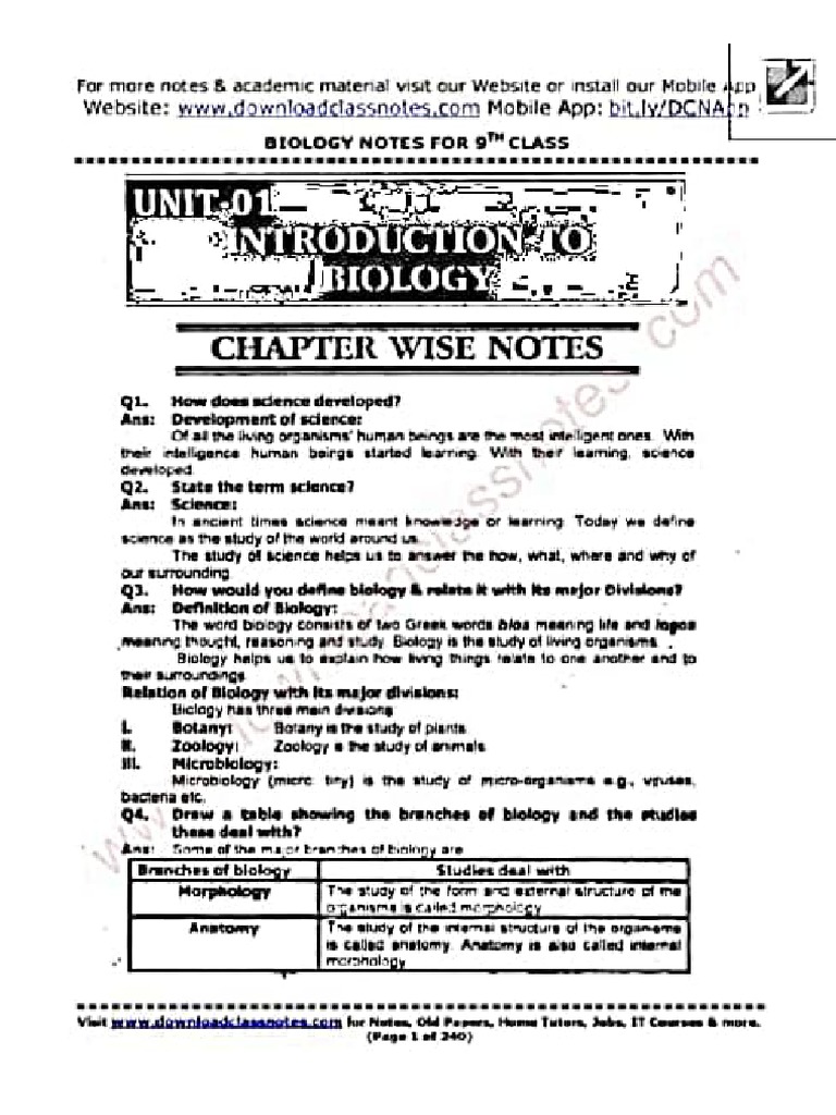 Bio - Chapter I | PDF