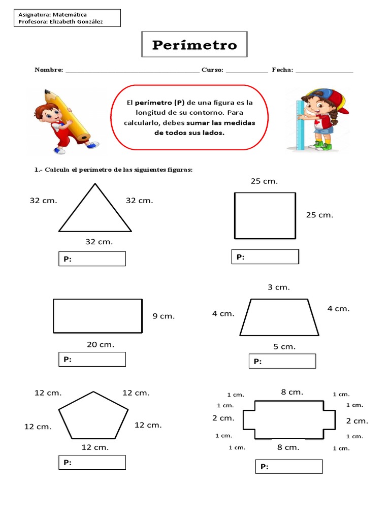 Ejercicios de Perímetro para Primaria | PDF | Matemáticas | Geometría ...