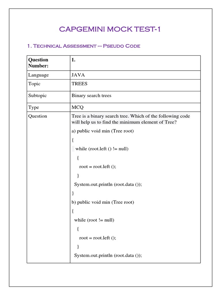 Capgemini Mock Test-1 | PDF | Pinniped | Control Flow