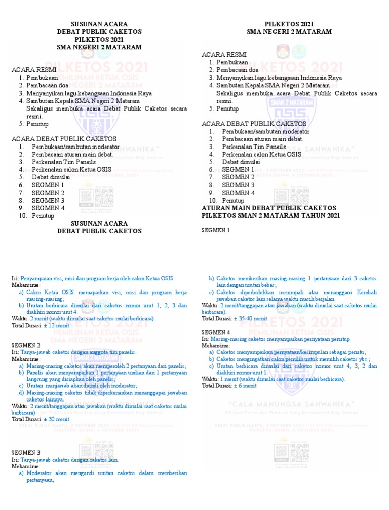 Susunan Acara Debat | PDF