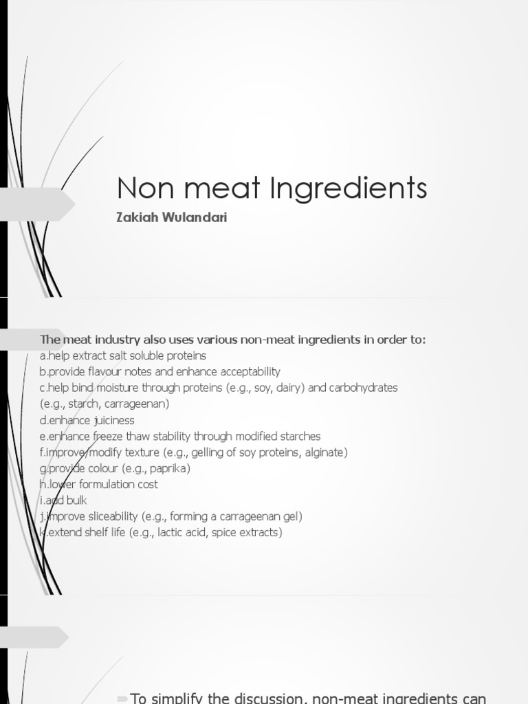 Non-Meat Ingredients Commonly Used in Meat Products and Their Functions ...