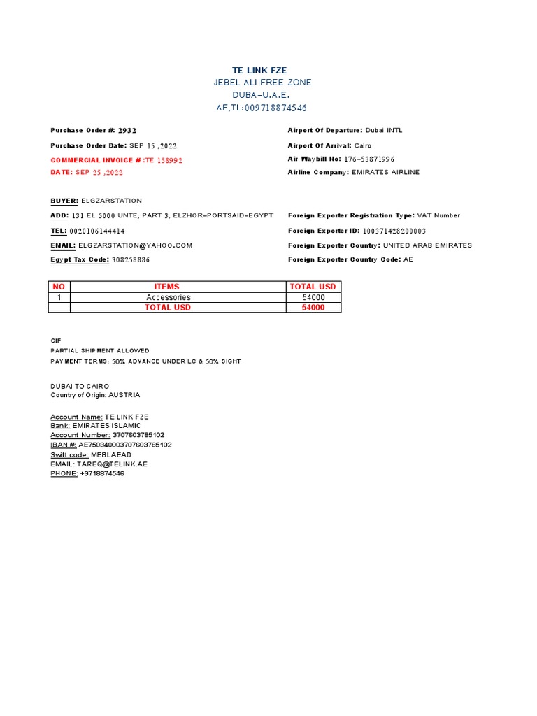 Commercial Invoice BANK | PDF