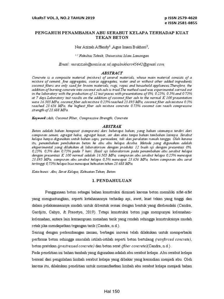 Pengaruh Penambahan Abu Serabut Kelapa Terhadap Kuat | PDF