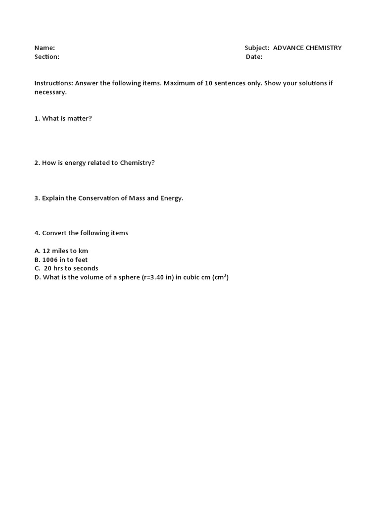 Adv Chem Activity | PDF