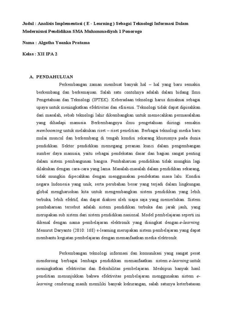 Lomba Essay Algatha Yoanka - Xii Ipa 2 - Sma Muhipo. | PDF