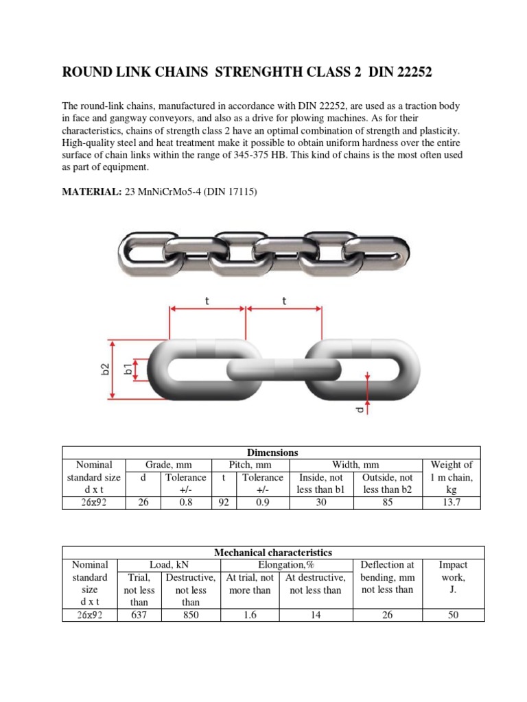 Round Link Chains Strenghth Class 2 Din 22252 | PDF | Science ...